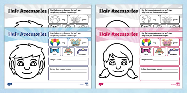 Hair Accessories Worksheet (teacher made) - Twinkl