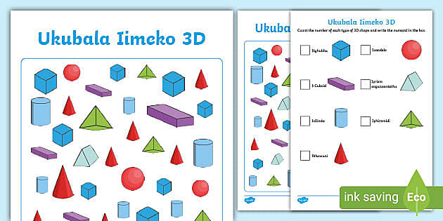 Count the 3D Shapes isiXhosa - Ukubala Iimeko 3D
