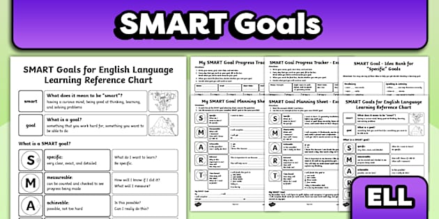 SMART Goals for Learning English | Growth Mindset Worksheet for ELL