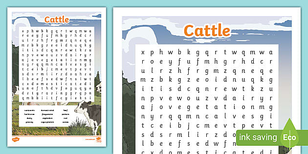 KS2 Cattle Word Search - Twinkl