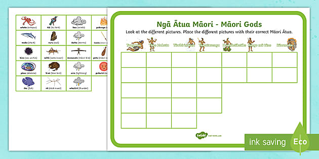 The Domains of the Māori Gods Activity Te Reo Maori/English