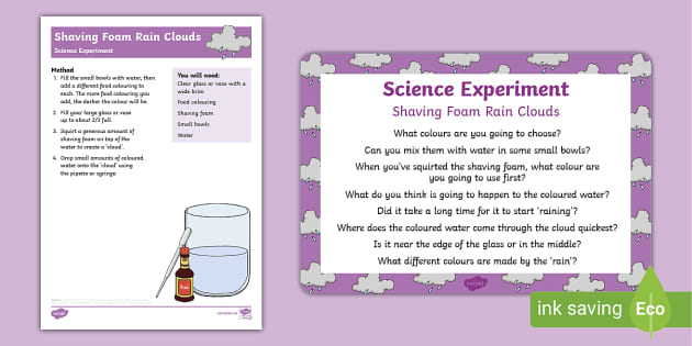 Shaving Foam Rain Clouds Science Experiment - Twinkl