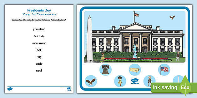 Presidents Day Can You Find? Picture Activity | Twinkl