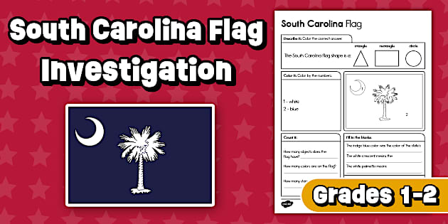 South Carolina Flag Investigation Worksheet for 1st-2nd Grade