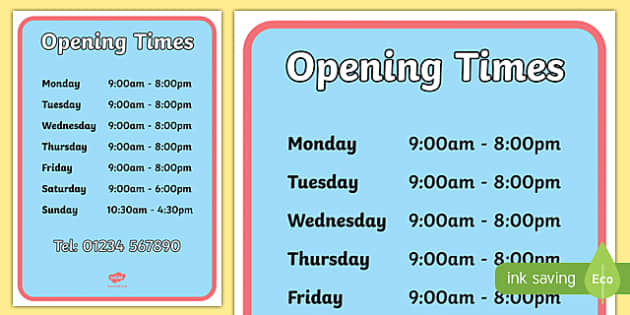 Pet Shop Opening Times
