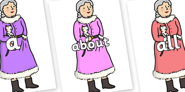 100 High Frequency Words on Mrs Clause to Support Teaching on The Jolly