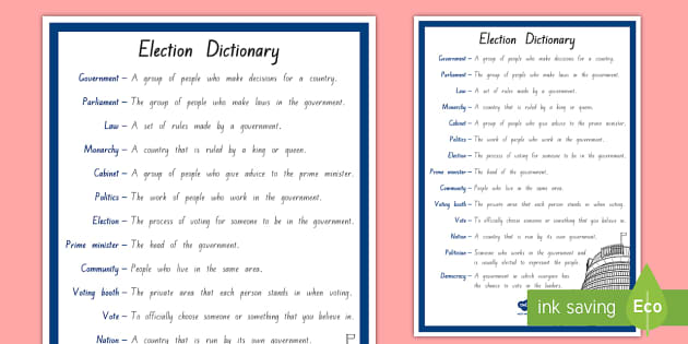Election Dictionary Display Poster (teacher made) - Twinkl