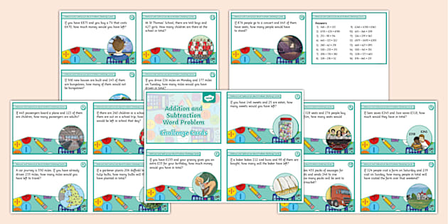 3 Digit Addition and Subtraction Word Problems - Twinkl