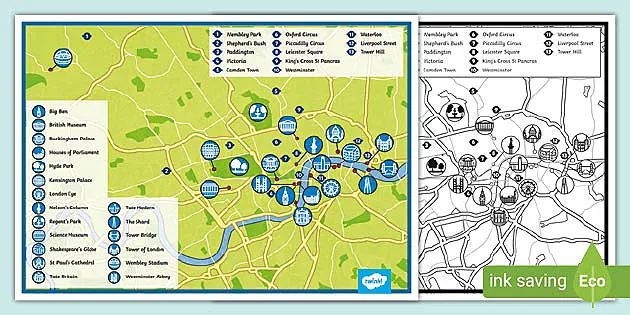 London Landmarks Map (teacher made) - Twinkl