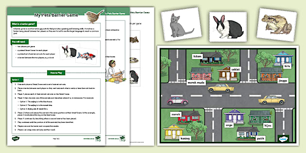 My Pets Barrier Game - Indonesian (teacher made) - Twinkl