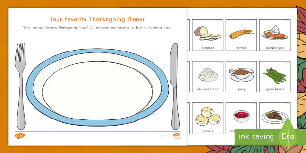 Your Favorite Thanksgiving Dinner Cut and Paste Activity