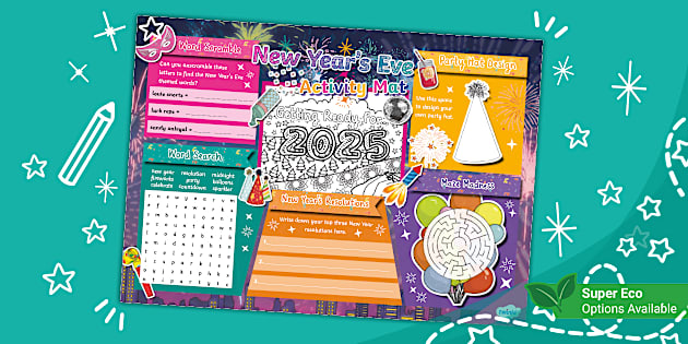 New Year's Eve Activity Mat (Ages 7 - 11) (Teacher-Made)