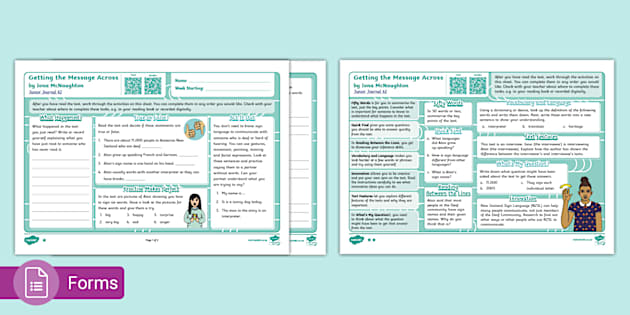 Junior Journal 62 May 2021: Getting the Message Across (Comprehension)