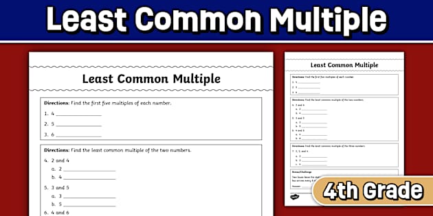 Fourth Grade Least Common Multiple Worksheet