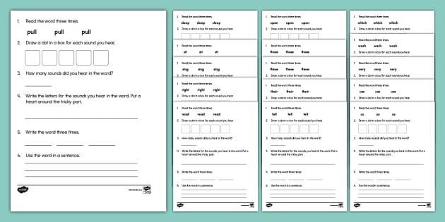 Heart Words Practice Sheets: 2nd Grade Words Set 2 - Twinkl