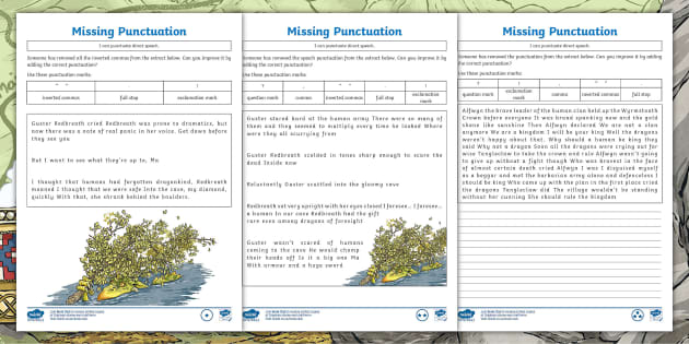 KS2 Direct Speech Punctuation Differentiated Worksheet / Worksheet 2 (KS2