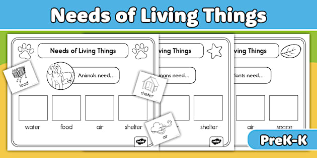 Needs of Living Things Sorting Activity Mats for PreK-K
