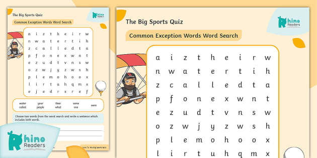 Level 5a The Big Sports Quiz: Common Exception Word Search
