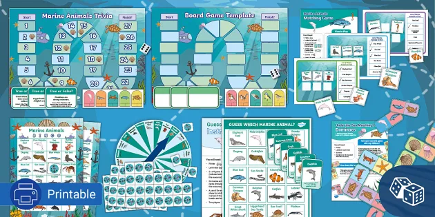 FREE! Under The Sea Board Games Pack For Earth Day 2022