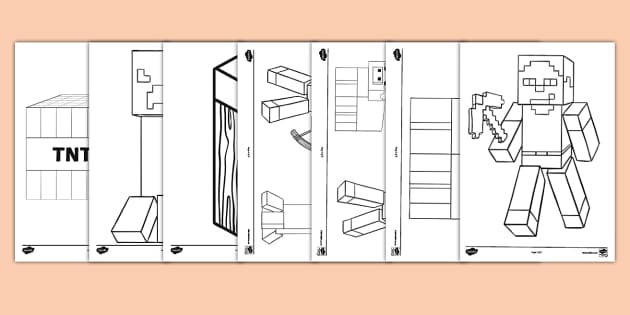 Block Adventurer Colouring Pages (teacher made) - Twinkl