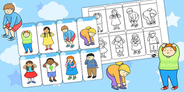 Head Shoulders Knees and Toes Prompts - visual, prompt, cards