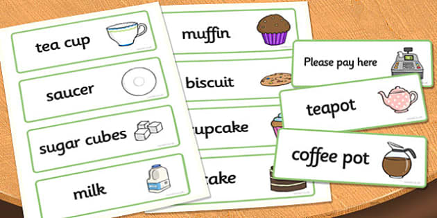 Tea Shop Role Play Word Cards (teacher made)