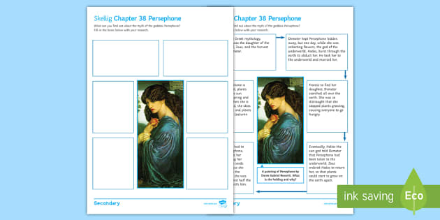 Skellig Chapter 38 Persephone Worksheet - Twinkl