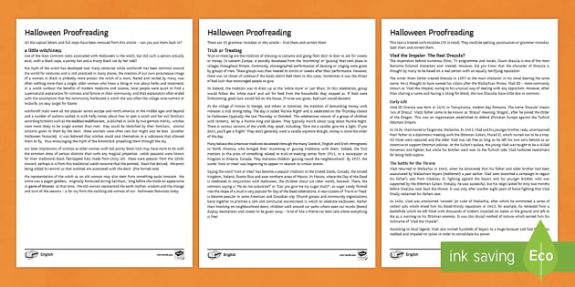 Halloween Proofreading Activity Pack (teacher made) - Twinkl