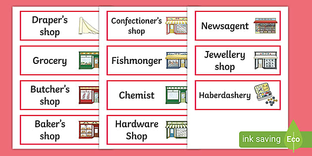 Shops of the Past - Word Cards (teacher made) - Twinkl