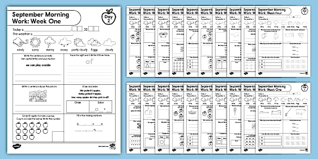 First Grade September Morning Work Bundle - Twinkl