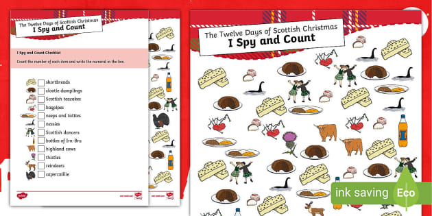 The 12 Scottish Days Of Christmas I Spy And Count Activity