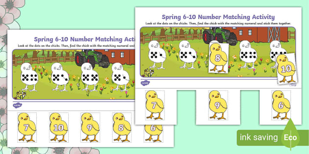 Spring 6-10 Number Matching Activity (Teacher-Made)