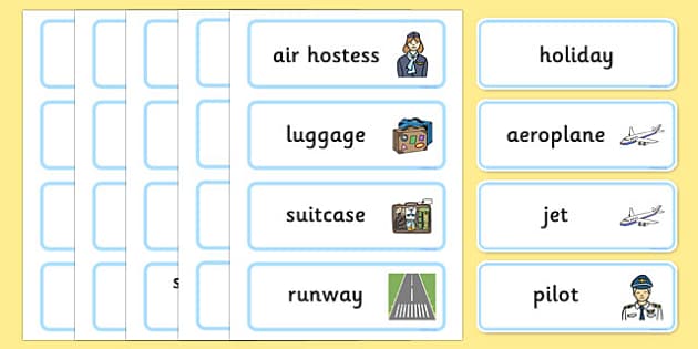 Holiday & Travel Topic Word Cards (teacher made)