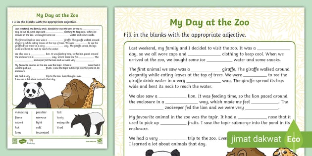 My Day at the Zoo Activity Sheet (teacher made) - Twinkl