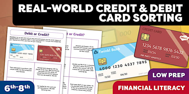Sixth Grade Credit and Debit Card Sorting Activity - Twinkl