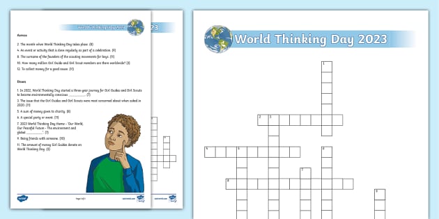 KS2 World Thinking Day Crossword (teacher made) - Twinkl