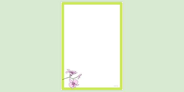 Simple Blank Orchid Flower Page Border | Twinkl - Twinkl