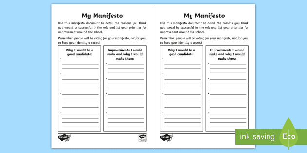 Manifesto Examples For Students