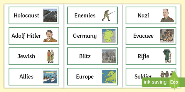 Historical Fiction WW2 - Word Cards (teacher made) - Twinkl