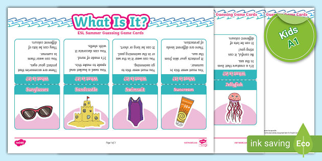 ESL Summer 'What Is It?' Guessing Cards [Kids, A2] - Twinkl
