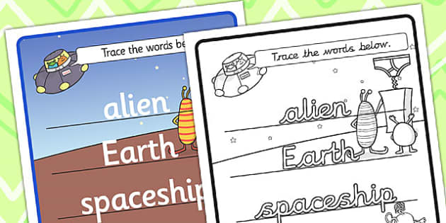 FREE! - Topic Word Tracing Worksheet to Support Teaching on Aliens Love