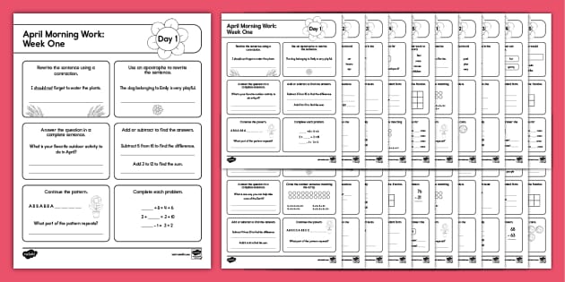 Second Grade April Morning Work Bundle - Twinkl