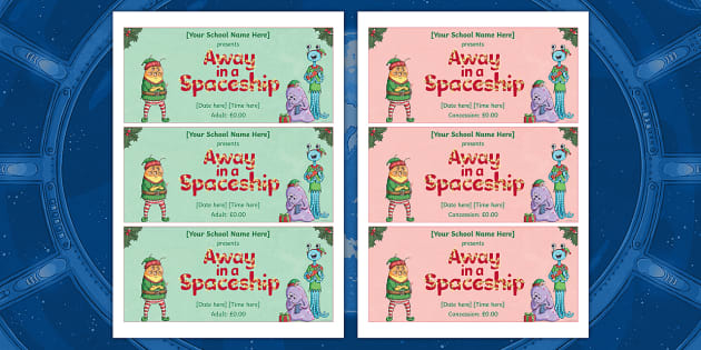 'Away in a Spaceship' School Production Editable Tickets