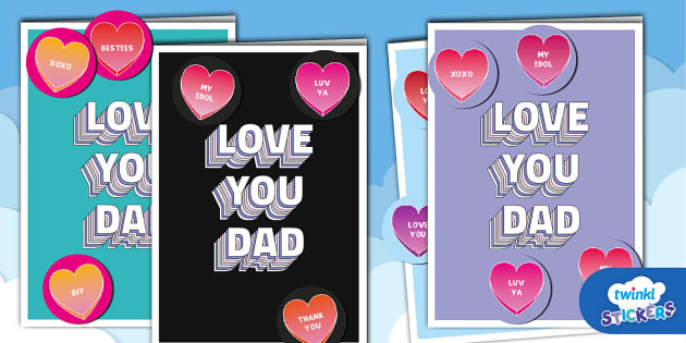 😊 Make a Father's Day Card - Love Heart Emojis - Stickers Activity