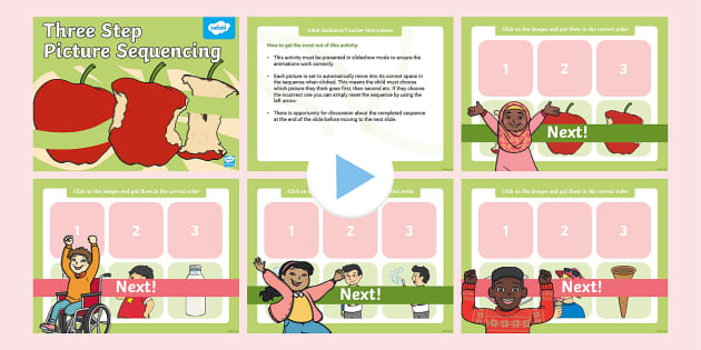 Three Step Picture Sequencing PowerPoint