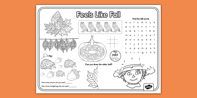 Fall Activity Placemat (teacher made) - Twinkl