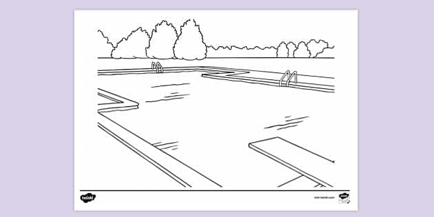 Outdoor Pool Colouring Sheet Colouring | Colouring Sheets