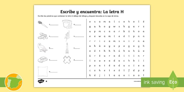 Sopa de letras: la h intercalada (teacher made)