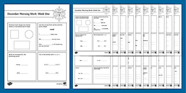 Third Grade December Morning Work Bundle - Twinkl