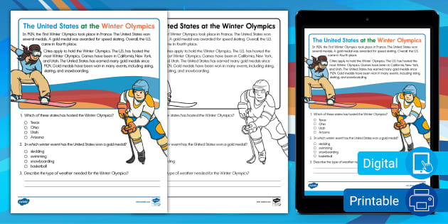 Second Grade: The United States at the Winter Olympics Reading Passage